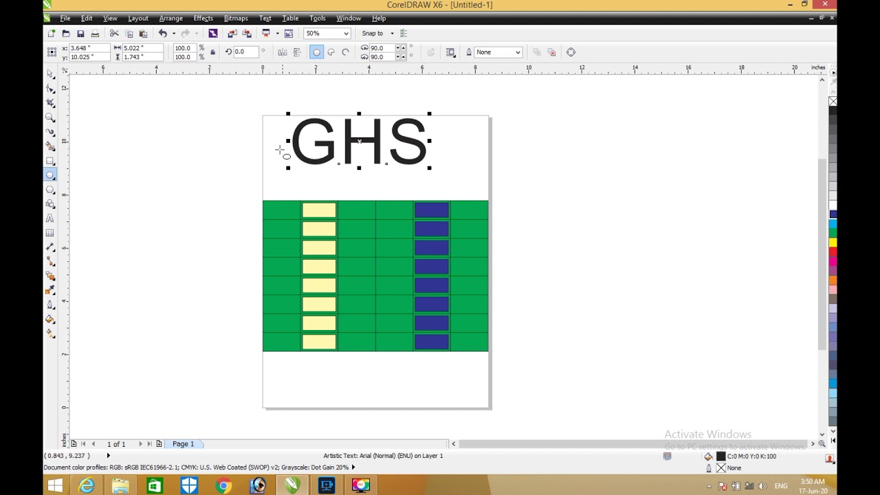 corel draw x6 table tool - YouTube