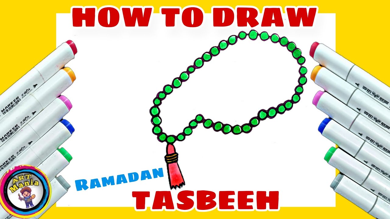 How To Draw Easy Ramadan Tasbeeh Step by Step Drawing For Kids And ...