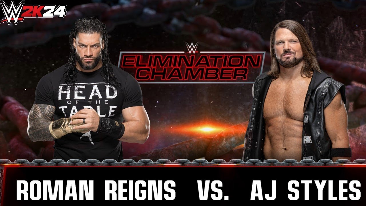 WWE 2k24 - Roman Reigns vs. AJ Styles|Elimination Chamber - YouTube