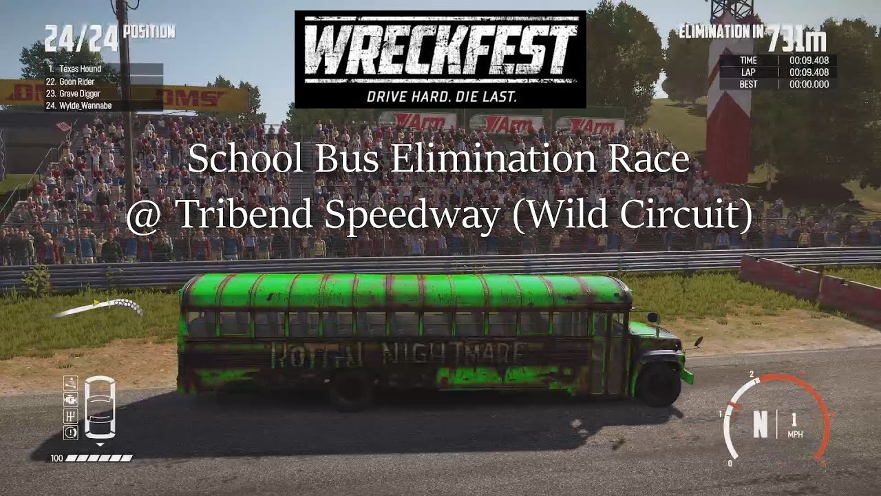 WRECKFEST - School Bus Elimination Race @ Tribend Speedway - YouTube