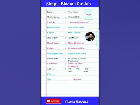 How to write Biodata/ Resume| Biodata format| Biodata kaise banaye ...