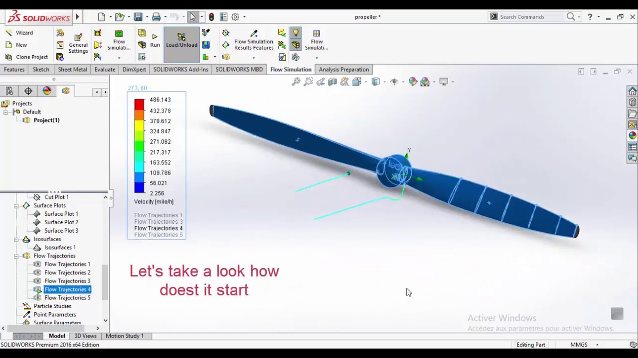 Real dimensions propeller simulation (76e series propeller) - YouTube