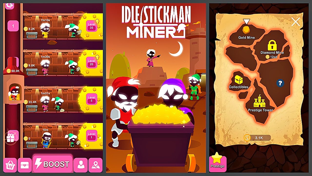 Idle Stickman Miner - Mine Digging Clicker Game Gameplay Android Mobile ...