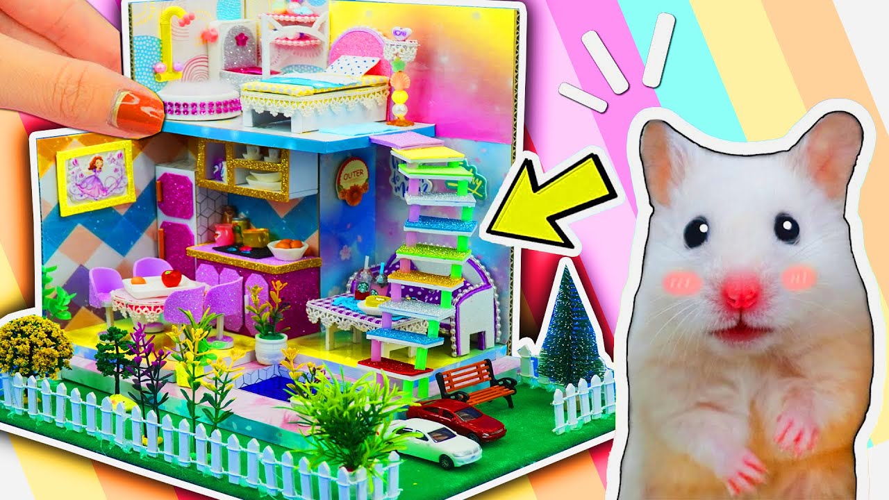 DIY Miniature Hamster House #76 ️ Build Colored Cardboard House with ...