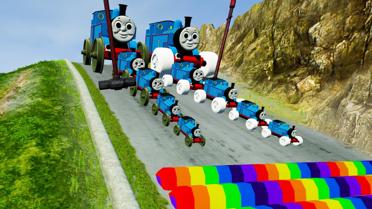Big & Small Thomas with train wheels vs Big & Small Thomas with Monster ...