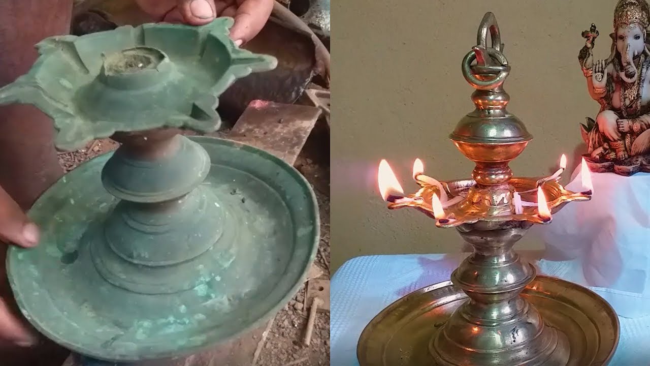 Restoration of broken oxidized oil lamp - YouTube