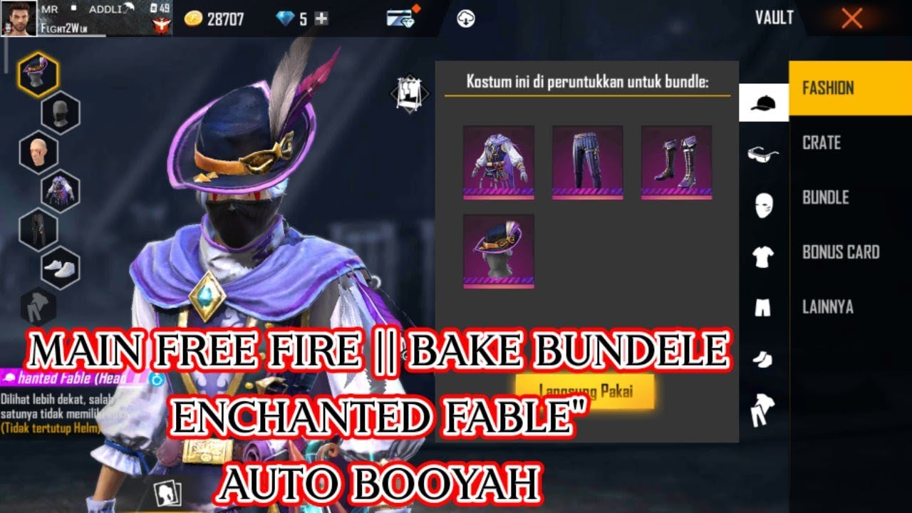 MAIN FREE FIRE || PAKE BUNDLE ENCHANTED FABLE"AUTO BOOYAH - YouTube
