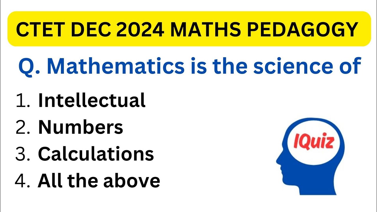 CTET DEC 2024 MATHS PEDAGOGY|| CTET DEC 2024 || MATHS PEDAGOGY|| CTET ...