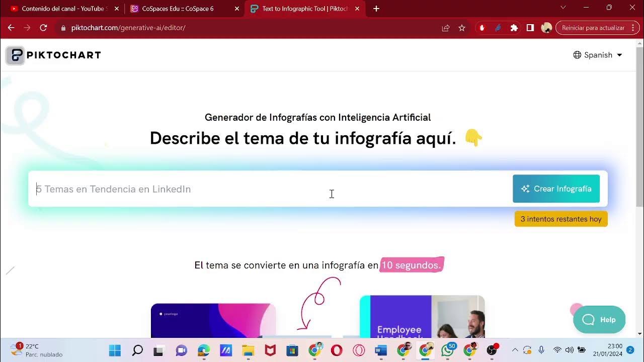 Cómo realizar infografía con IA en piktochart - YouTube