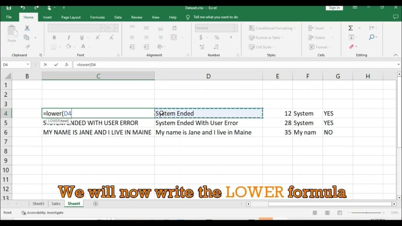 Excel lower Formula - YouTube