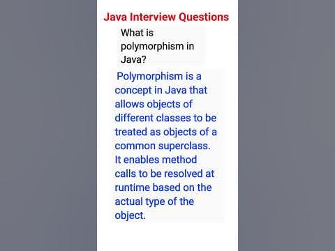 what is polymorphism in java || java interview questions || java #java #shorts #javainterview ...