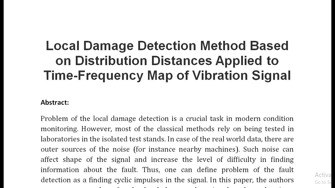 Local Damage Detection Method Based on Distribution Distances Applied to Time Frequency Map of ...