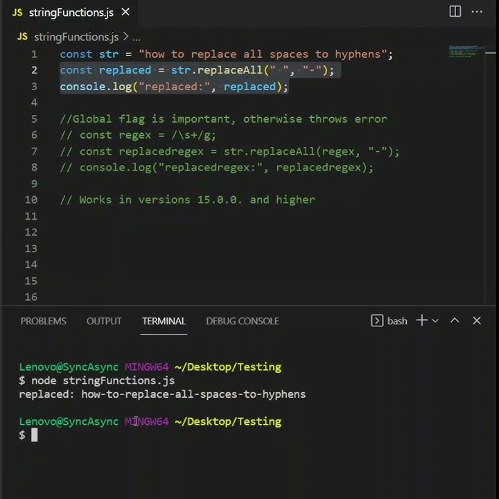 Javascript: replace all spaces with hypens - YouTube Javascript: replace all spaces with hypens - YouTube
