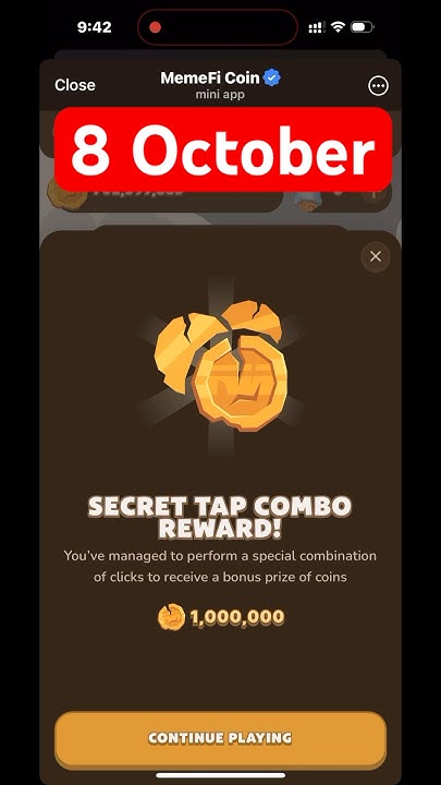 MemeFi secret code today 8 October | MemeFi coin secret tap codes today | #memefi #crypto #code ...