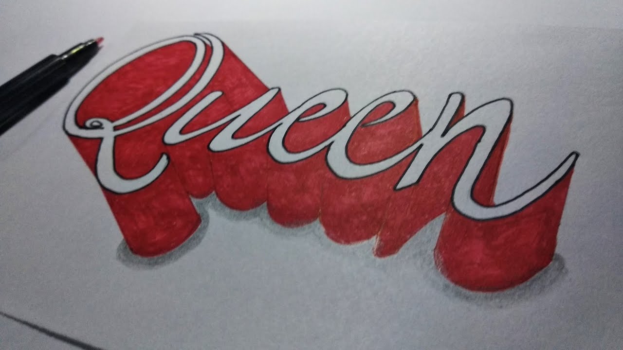 QUEEN in 3D text ... | 3D word art | #3Dtext #queen 👑 - YouTube