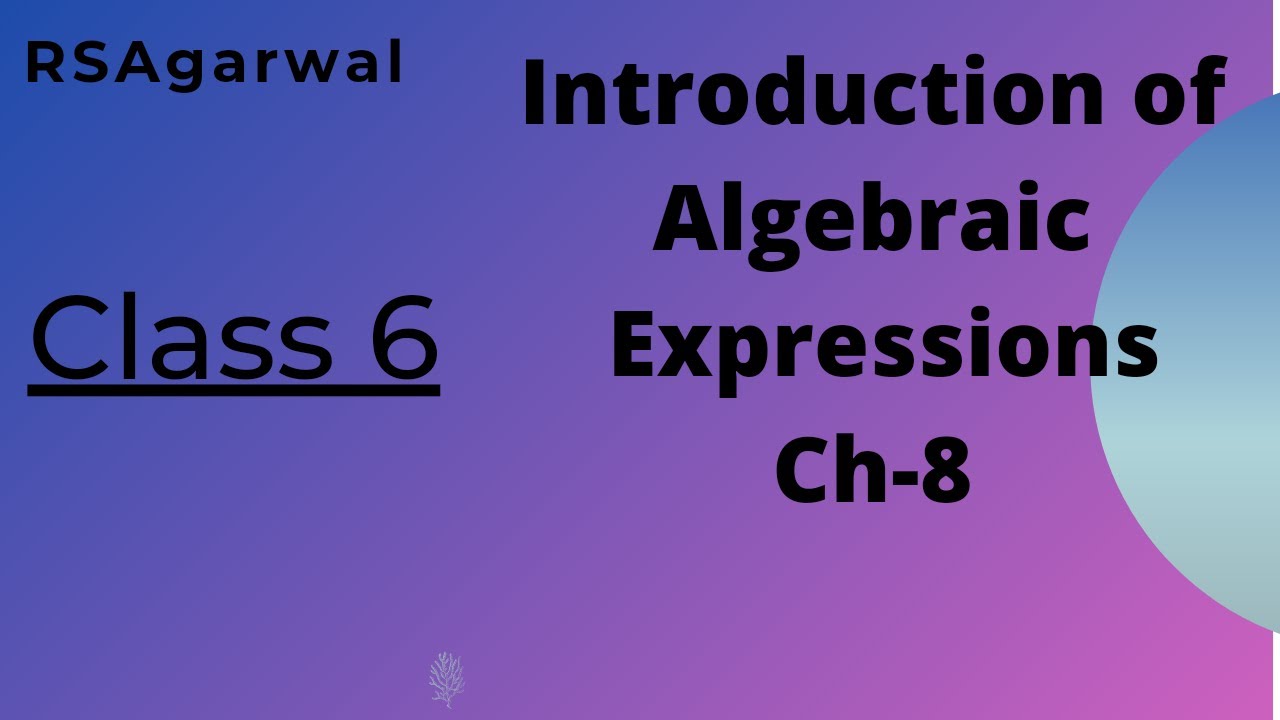 Rs Aggarwal solutions Class 6|Algebraic Expressions |Ex 8A |Algebraic ...