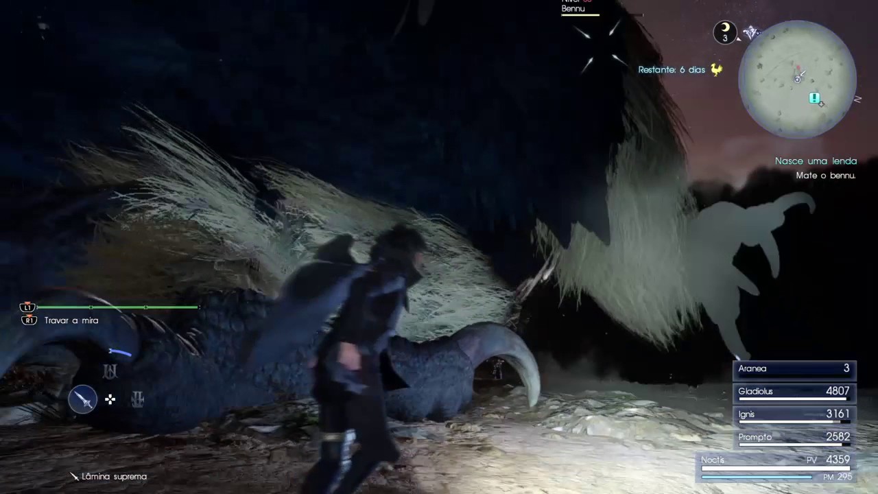 FINAL FANTASY XV, killing giant bird boss with Aranea's help - YouTube