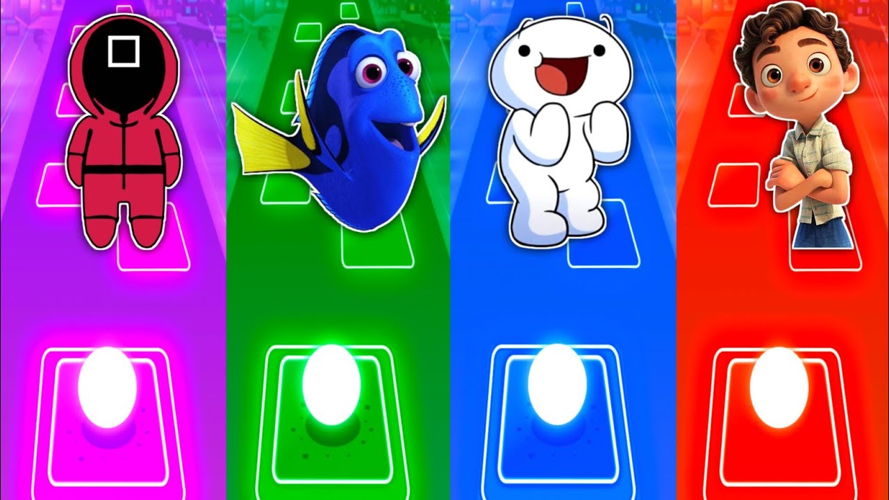 Squid Game vs Finding Dory vs Oddballs vs Luca - Tiles Hop EDM Rush ...