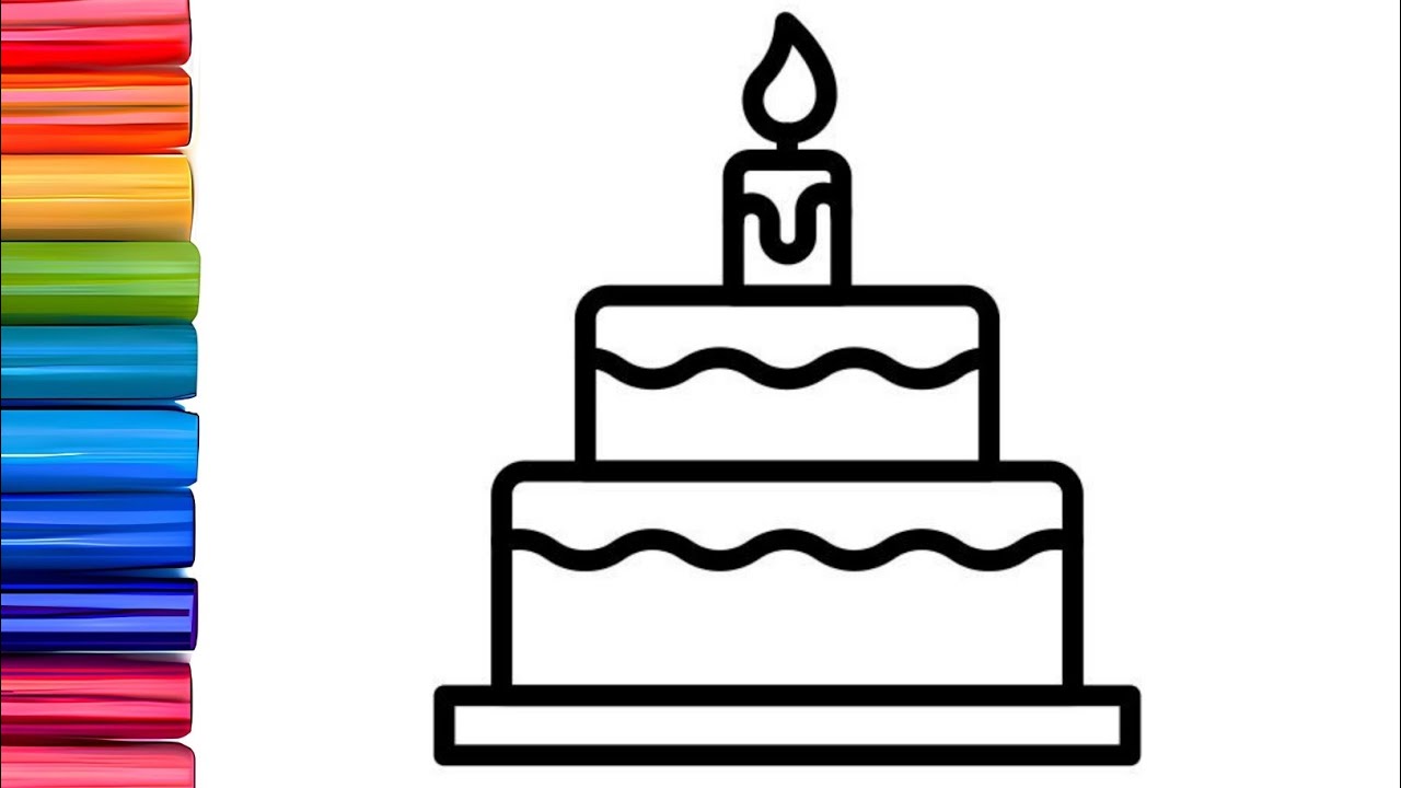 How to draw a cake step by step|| Birthday cake drawing easy || cake ...