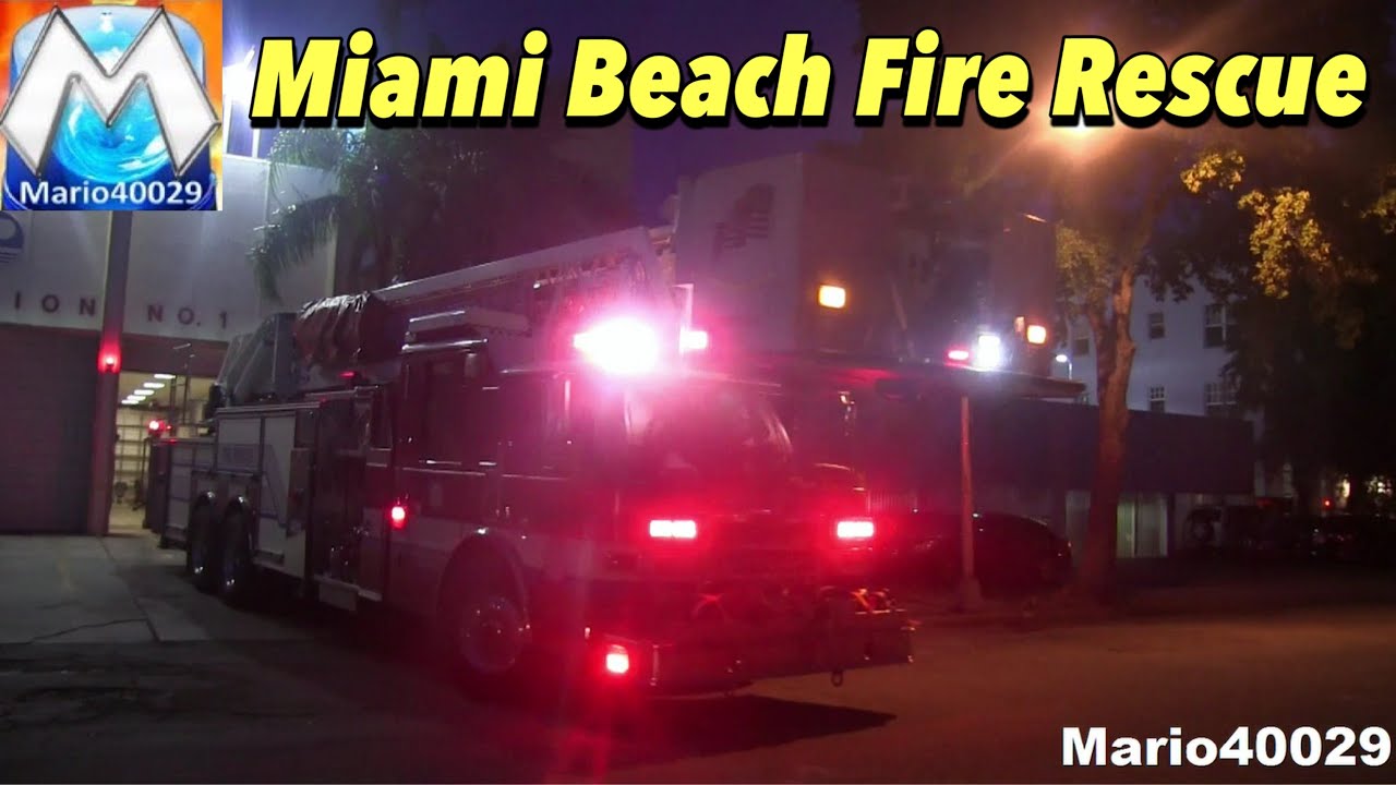 [FULL HOUSE RESPONSE] Engine 1 + Ladder 1 + Rescue Miami Beach Fire ...