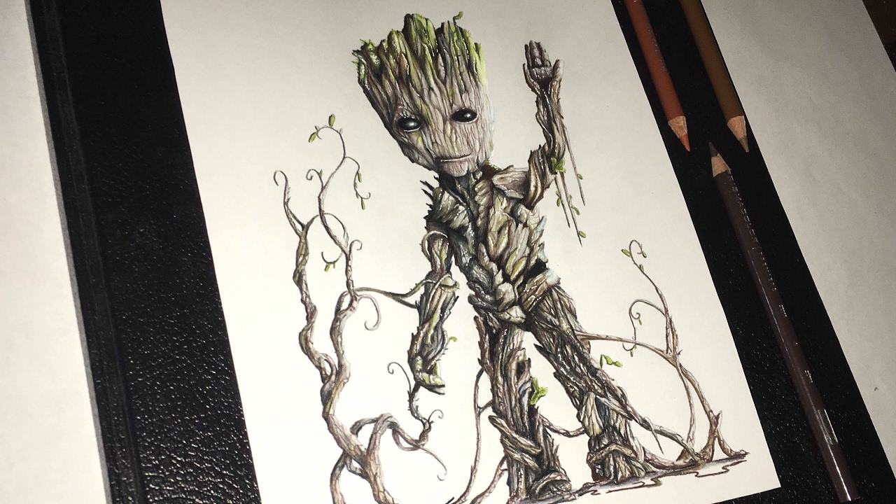 Drawing Baby Groot | Guardians of the Galaxy - YouTube