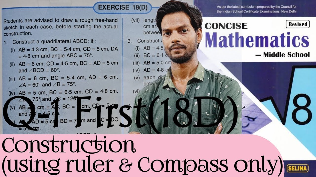 Exercise 18D Questions 1 Part-1 Chapter 18 Construction Class 8 ICSE ...