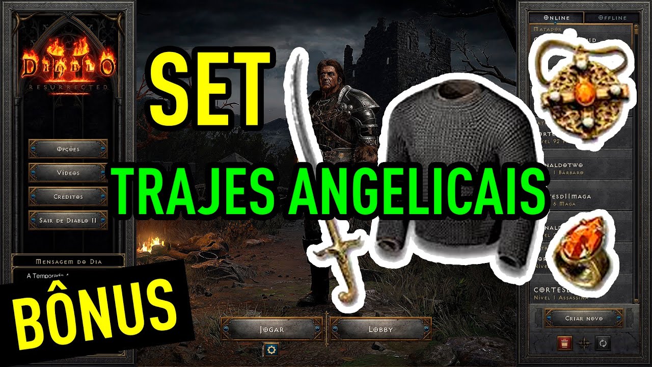 ANGELIC RAIMENT SET - Equipado e Completo - Bônus - Diablo 2 ...