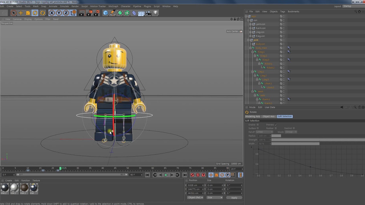 [C4D] lego animation walk - YouTube