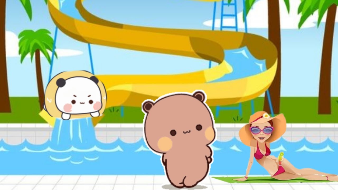 Bubu Stuck in Water Slide 😂 |Bubu Dudu| |Peach Goma||Bear Panda| # ...