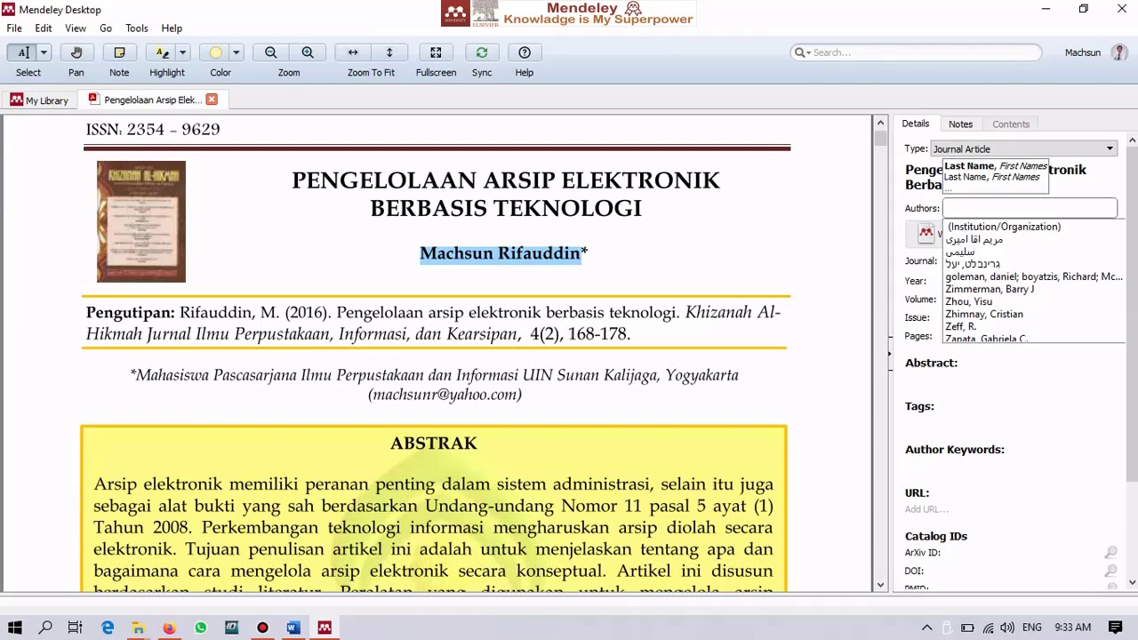 Merubah Metadata Jurnal di Mendeley - YouTube
