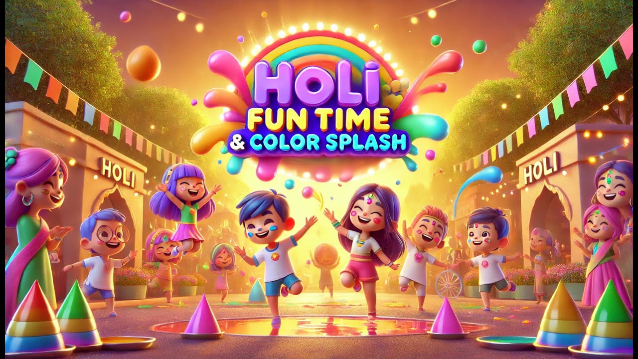 Holi Fun Time & Color Splash|Tainy Tales|holi fun|#kidsvideo #kidsfun # ...