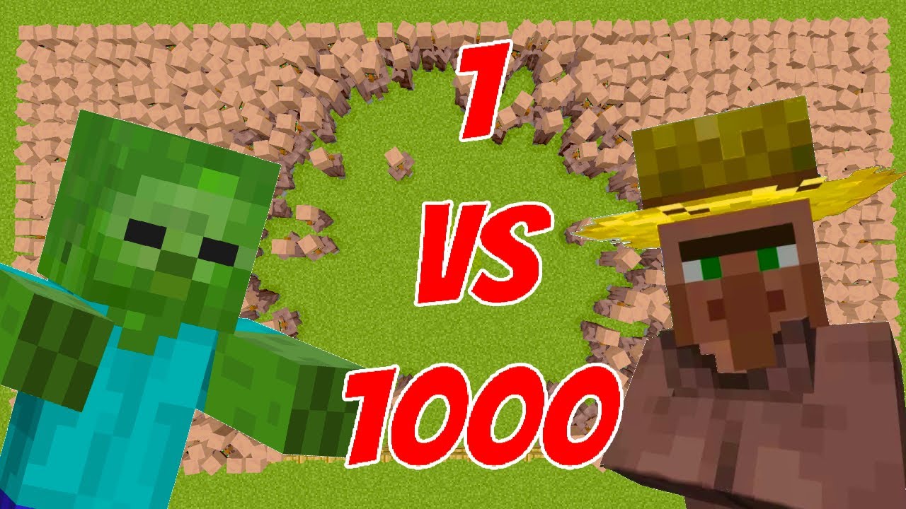 1 zombie VS 1000 villagers - YouTube