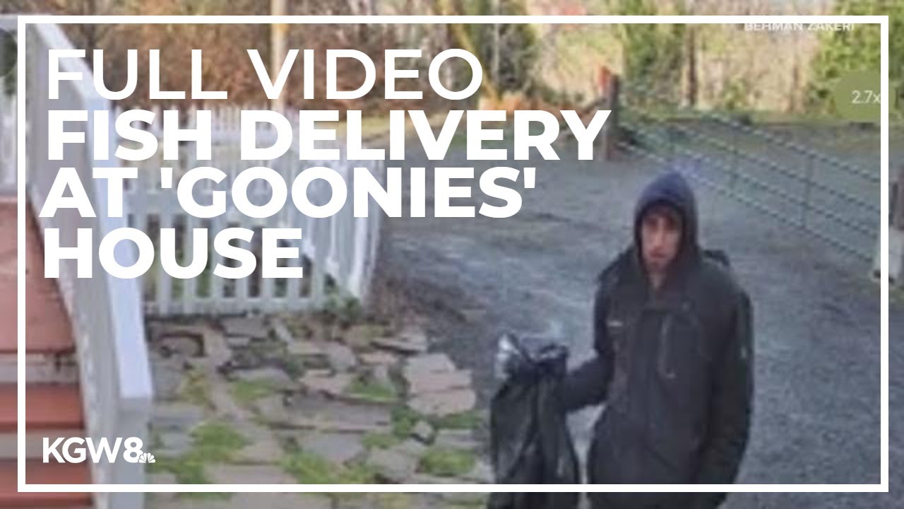 Surveillance video: Man leaves dead fish on Goonies house front porch ...