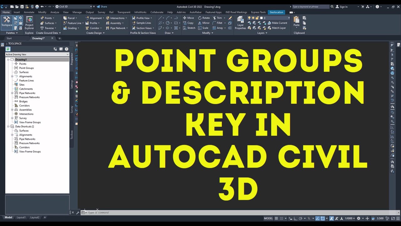 Civil 3D Tutorial - 1.2 - Point groups & Description keys - YouTube