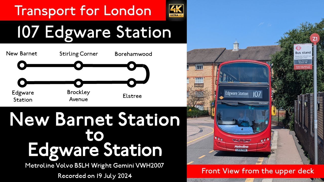 【London Bus View 2024】107 New Barnet Station to Edgware Station - YouTube