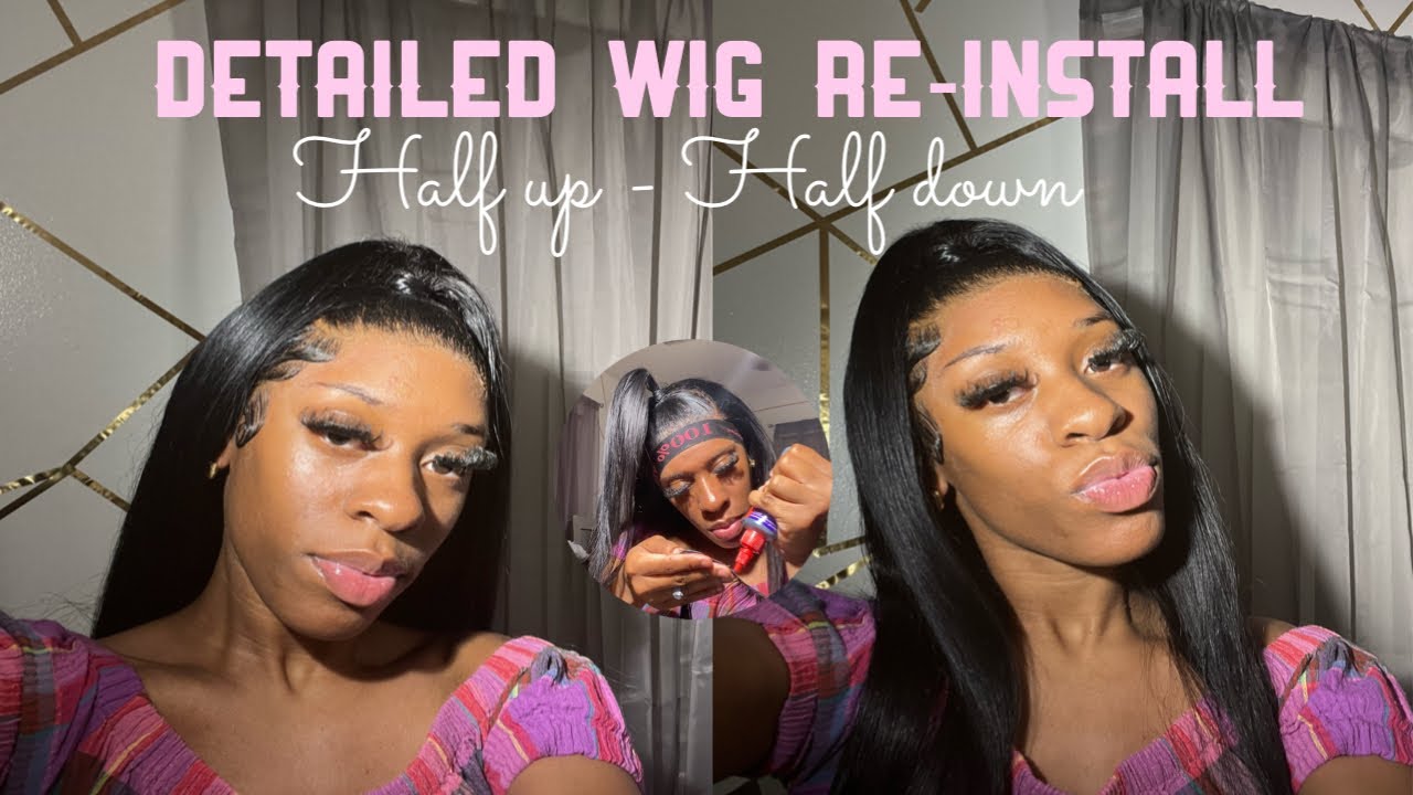 WIG INSTALL | Beginner friendly Half up half down wig reinstall #wiginstall # ...