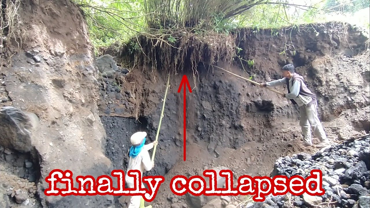 simple way to cliff sand collapse‼️dig with a bamboo stick - YouTube