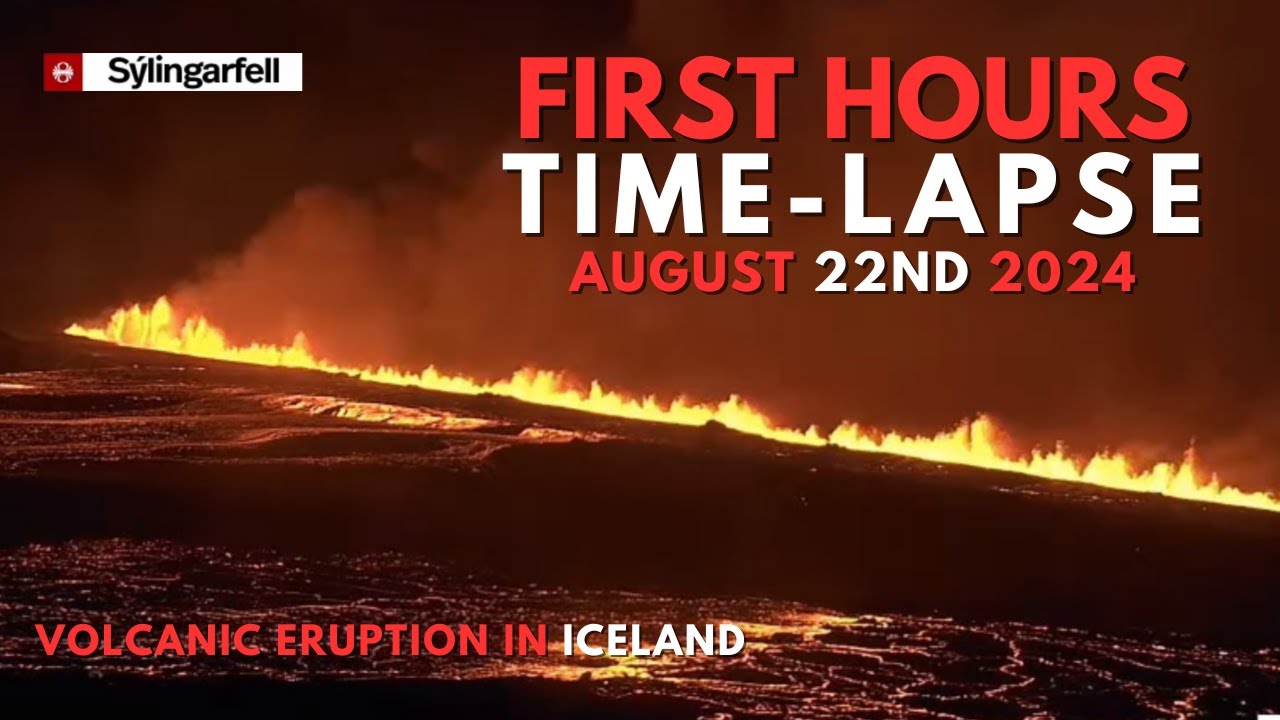 Day 1 - Volcanic Eruption in Iceland - Time Lapse - (August 22nd, 2024 ...