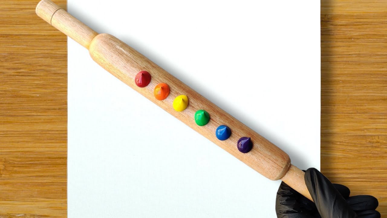 Painting Sunset | Relaxing Acrylic Painting Using Rolling Pin - YouTube