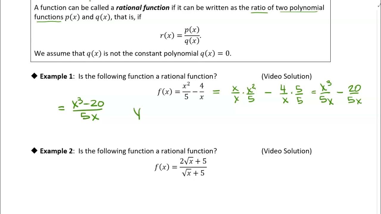 5.4-5 Rational Functions: Examples 1 & 2 - YouTube