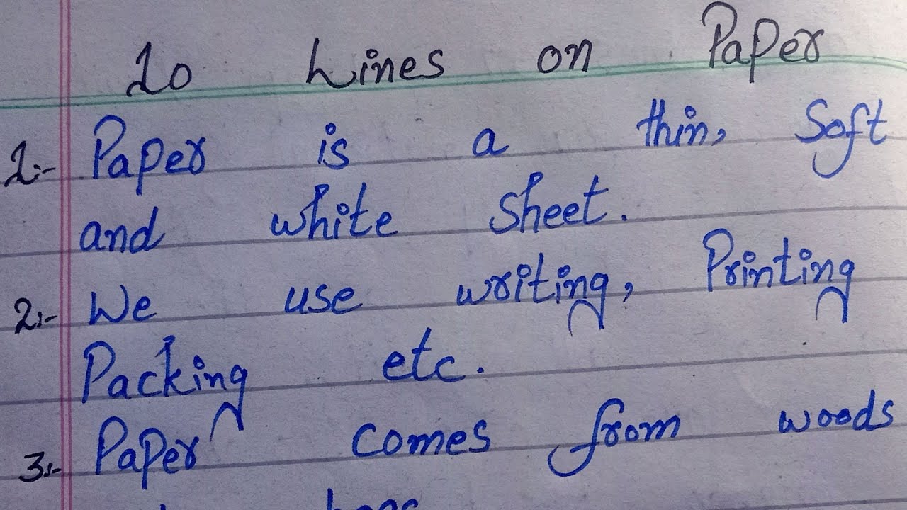 10 Lines on Paper | 10 lines about paper | SR Handwriting - YouTube