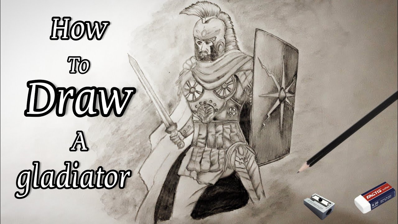 Drawing warrior step by step || How to Draw a gladiator - YouTube