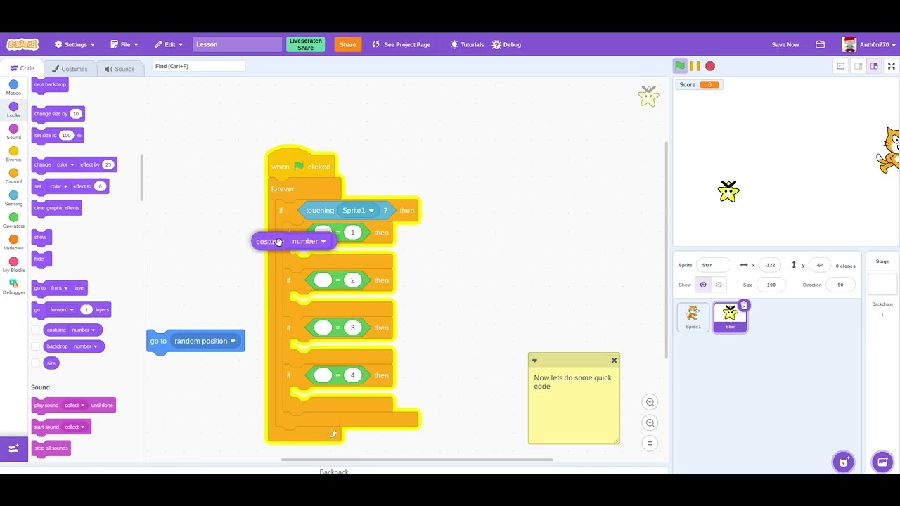 Lesson On Variables In Scratch - YouTube