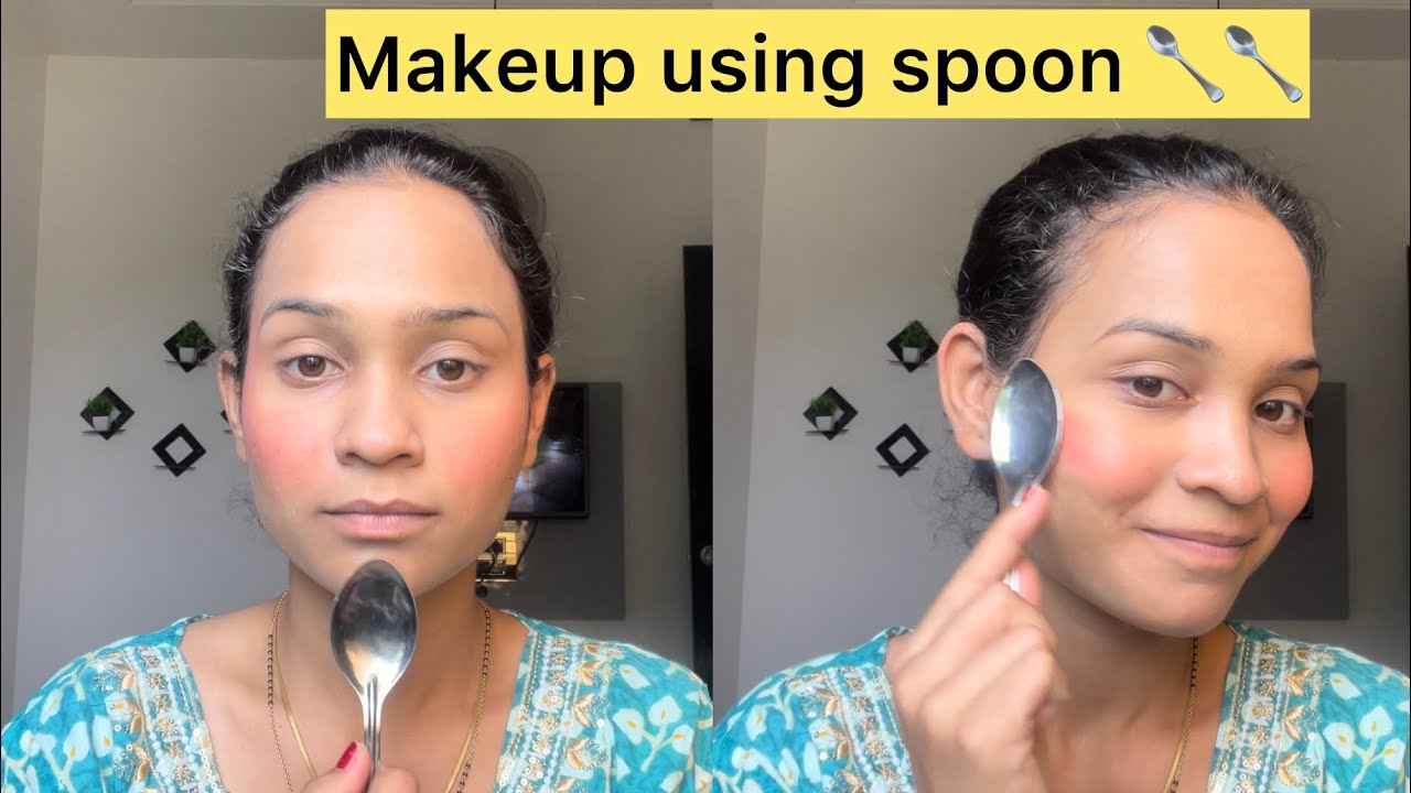 Makeup using spoon 😂 / makeup challenge #youtube #youtubeshorts # ...