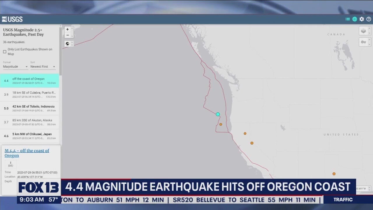 4.4 magnitude earthquake hits off OR coast - YouTube