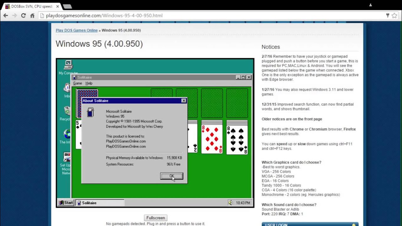 Windows 95 (4.00.950) Windows 95 running in web browser - YouTube