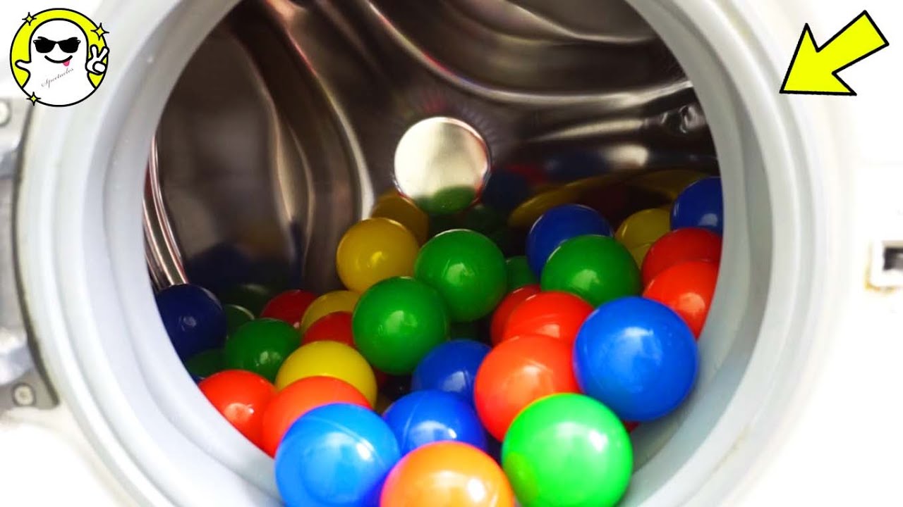 100 Plastic Balls in a washing machine 🧺 - YouTube