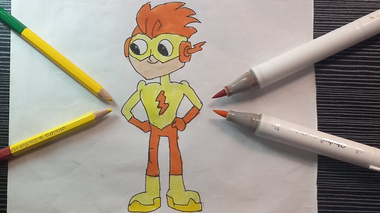 How to draw kid flash - YouTube