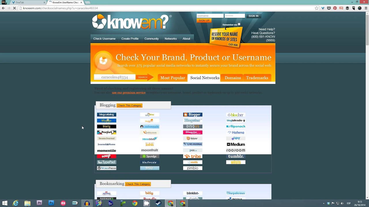 Knowem: Comprobar disponibilidad de nombres de usuario en redes sociales - YouTube