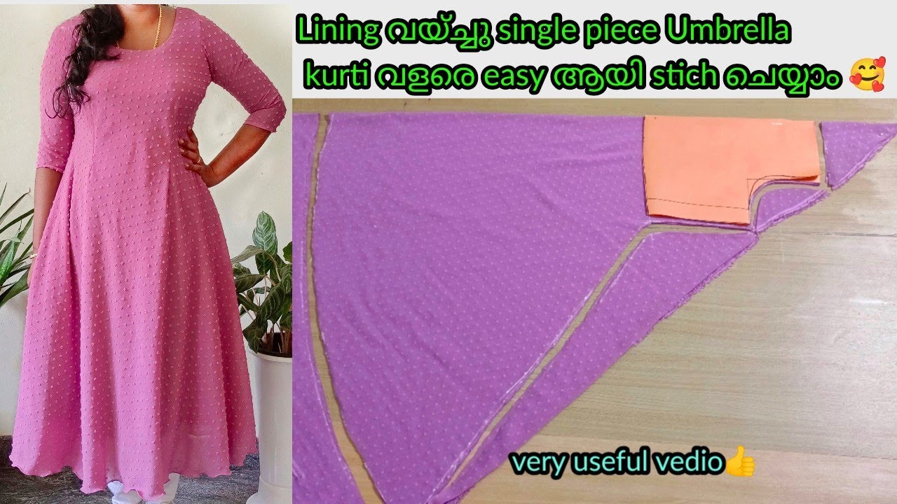 Single piece Umbrella kurti cutting and stiching#Flared kurti#umbrella ...